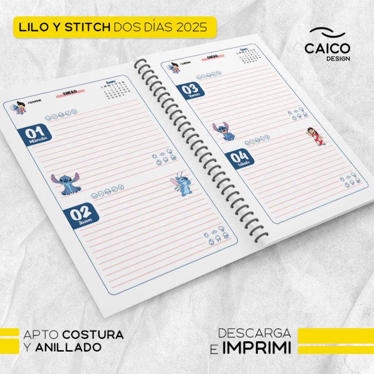 Pack - Lilo y Stitch agendas 2025 para imprimir - Caico Design